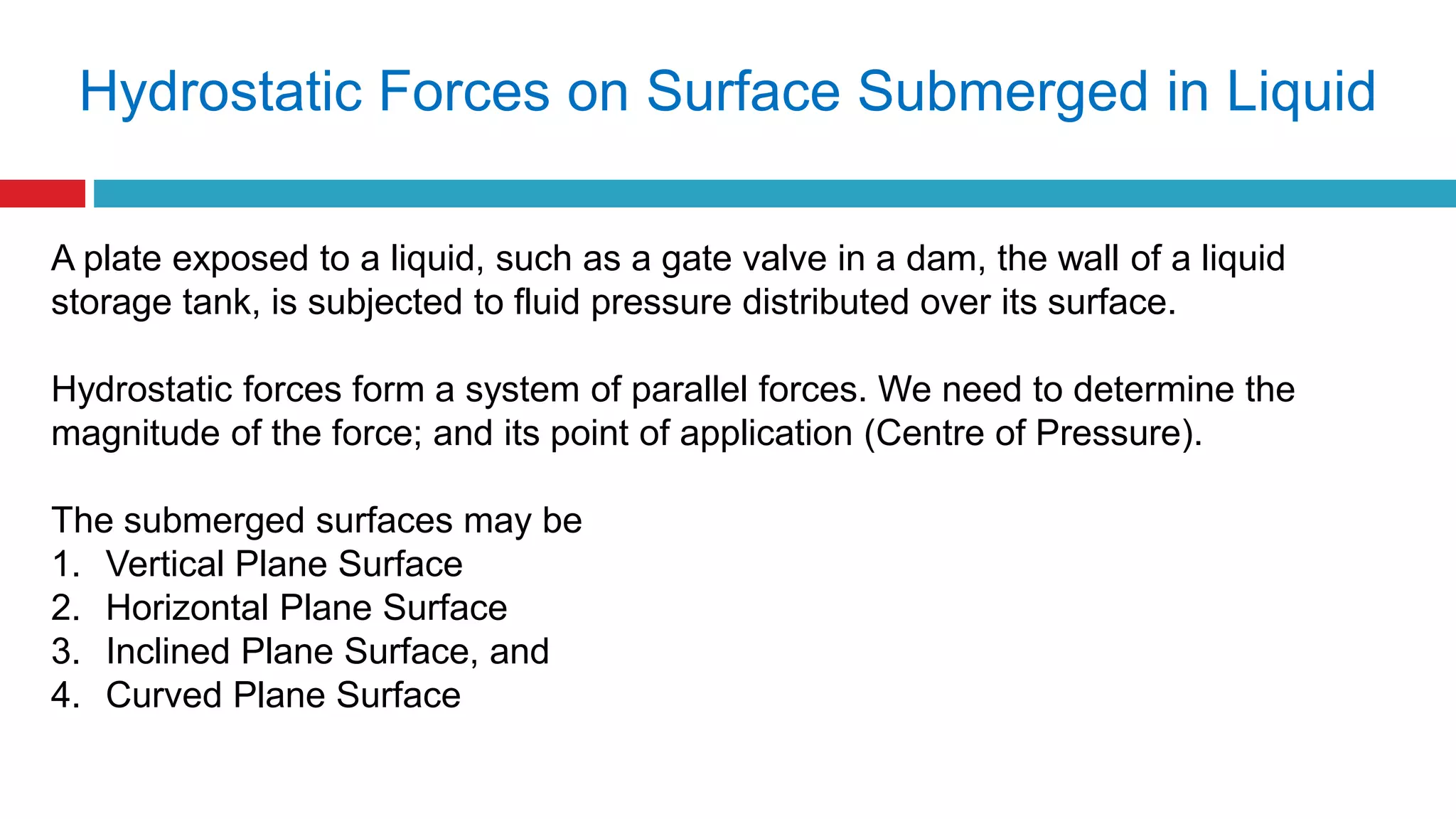Fluid Mechanics - Hydrostatic Pressure | PPTX