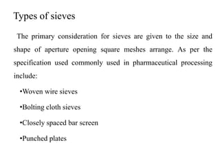 Pharmaceutical Engineering Unit I - III Size Separation.pptx