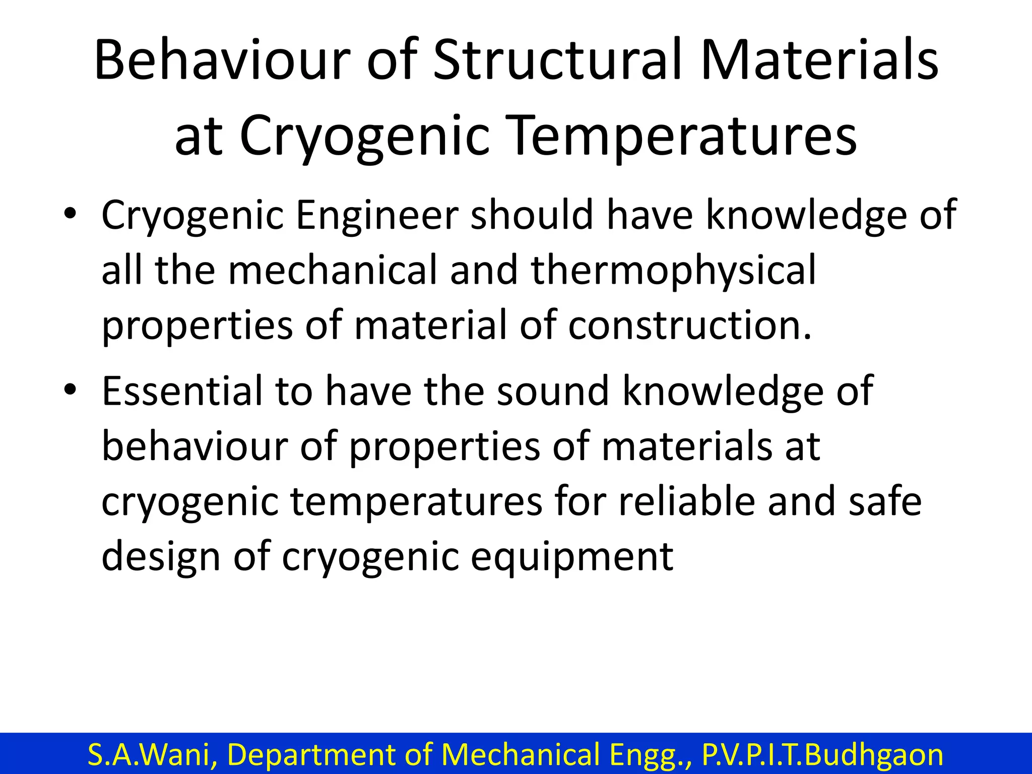 Unit i introduction to Cryogenics | PDF