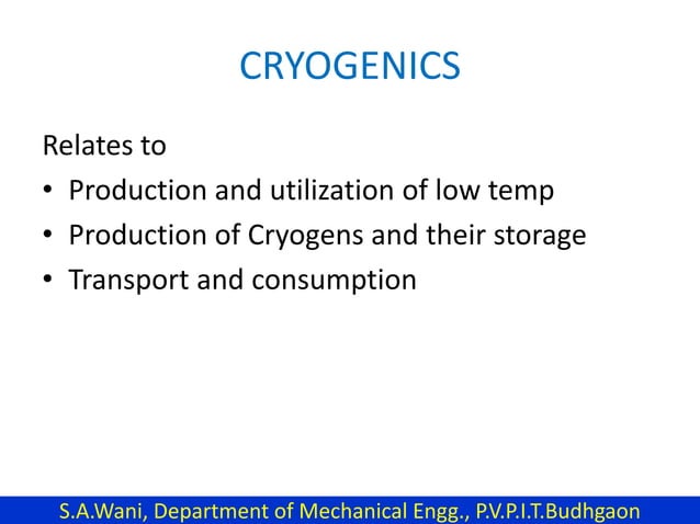 Unit i introduction to Cryogenics | PDF | Chemistry | Science
