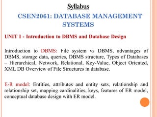 UNIT I - Introduction to DBMS and Database Design.pptx