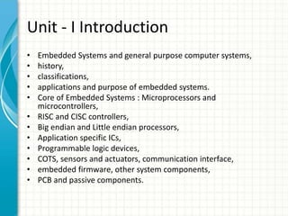SYBSC IT SEM IV EMBEDDED SYSTEMS UNIT I Introduction to Embedded ...