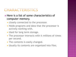 Unit I Memory technology and optimization | PPT