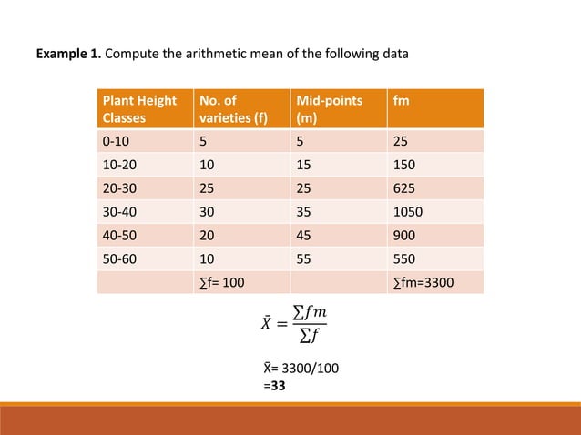 Calculation of Arithmetic Mean | PPT