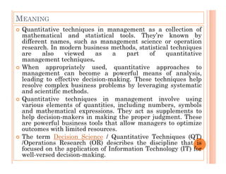 Quantitative Techniques In Business