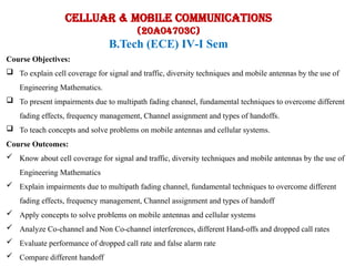 Cellular Mobile Communications Unit I PPT FOR ECE Students | PPTX
