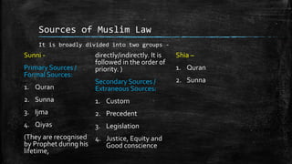 Family Law-II Unit 1 (Sources of Muslim Law) | PPTX | Islam | Religion & Spirituality