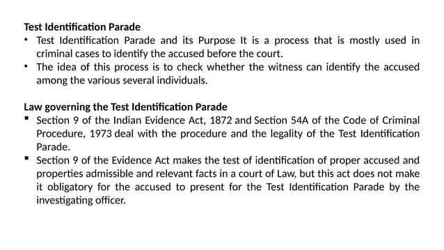 Unit I - Test Identification Parade.pptx | Law
