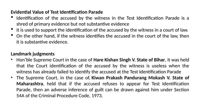 Unit I - Test Identification Parade.pptx | Law