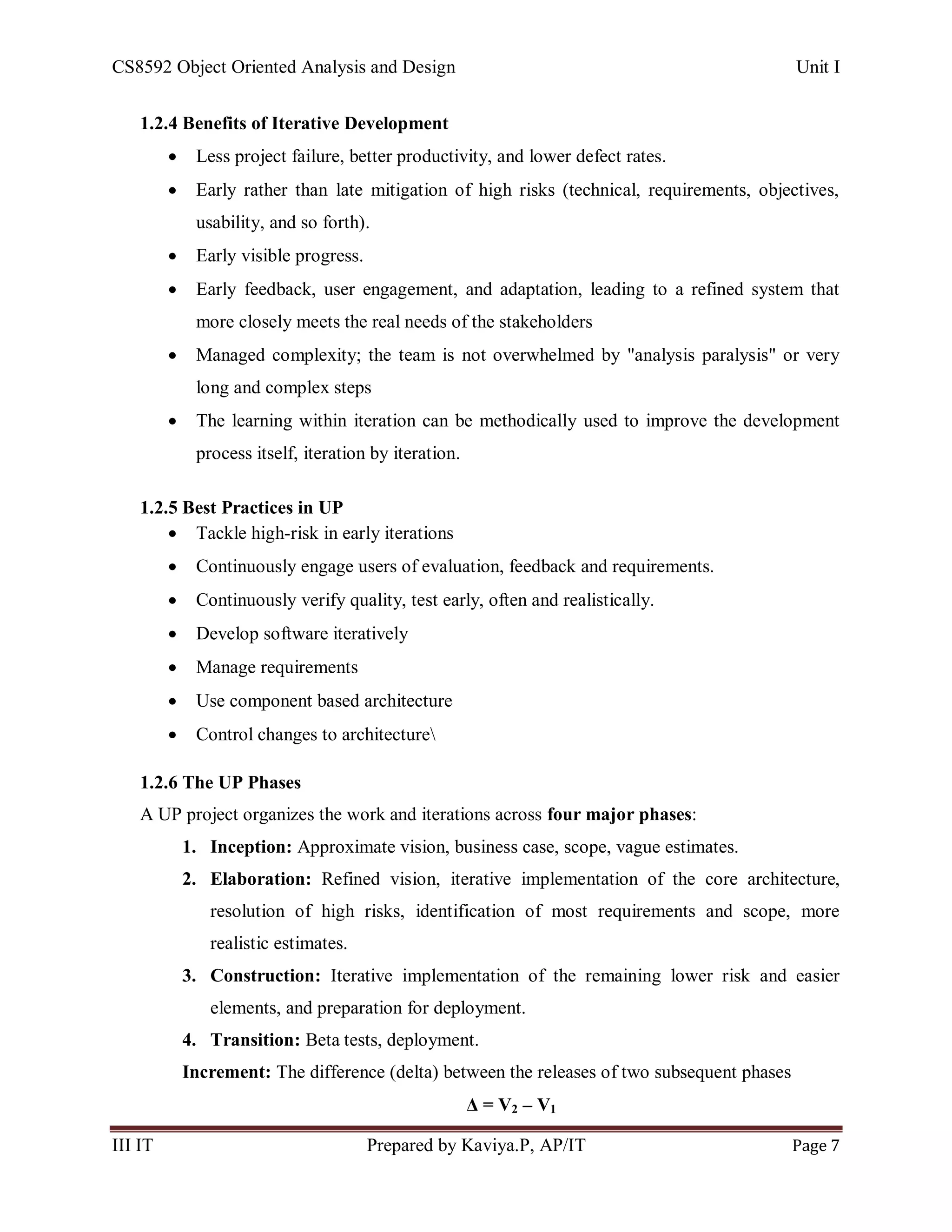 Cs8592 Object Oriented Analysis And Design Unit I Pdf