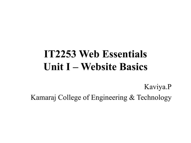 IT2255 Web Essentials - Unit I Website Basics | PDF | Computer ...