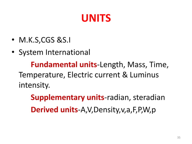 UNIT 1 BASICS OF METRO LOGY | PPTX