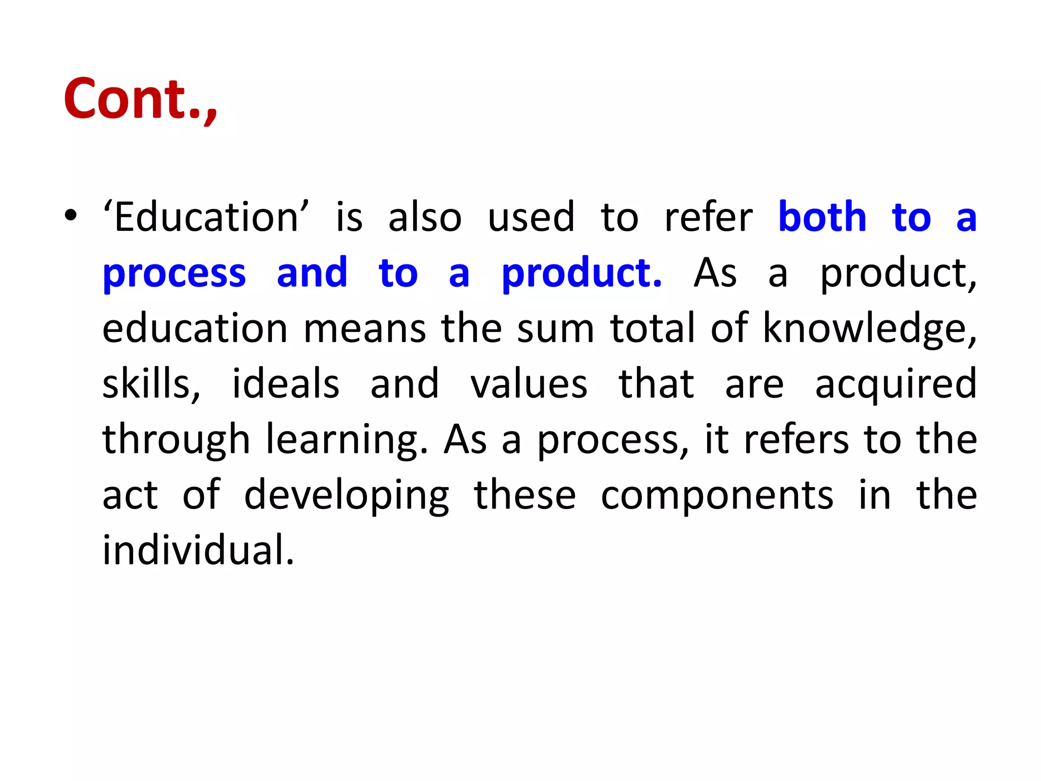 Unit i Basics of Education | PDF