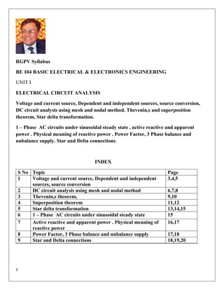 RGPV BE Ist SEM BEE104 Unit I | PDF
