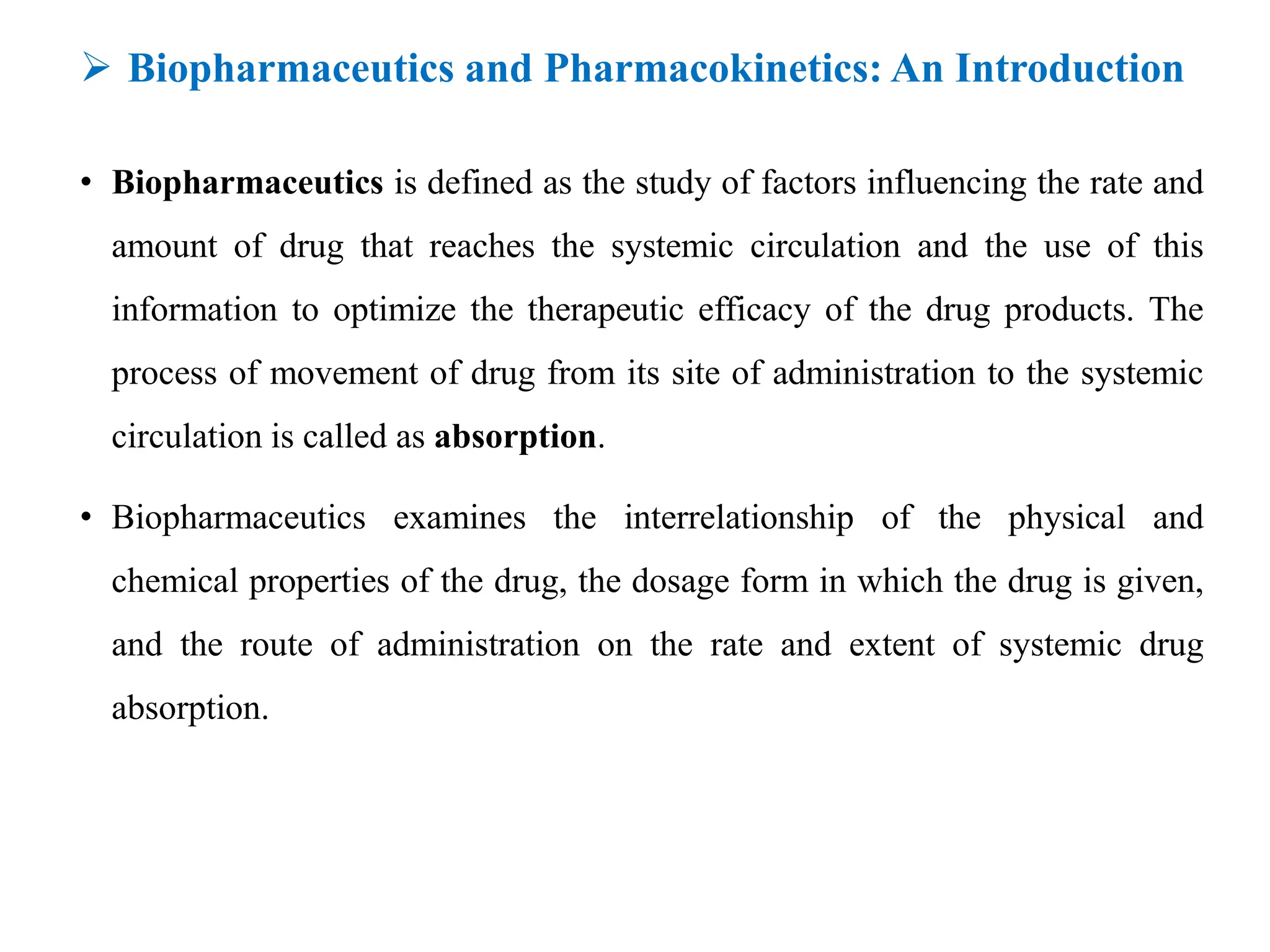 Introduction to Biopharmaceutics and Pharmacokinetics | PPT | Free Download