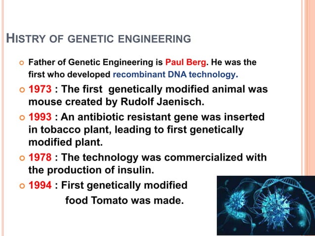 Basic principal of genetic engineering | PPTX | Biotech and Biomedical ...
