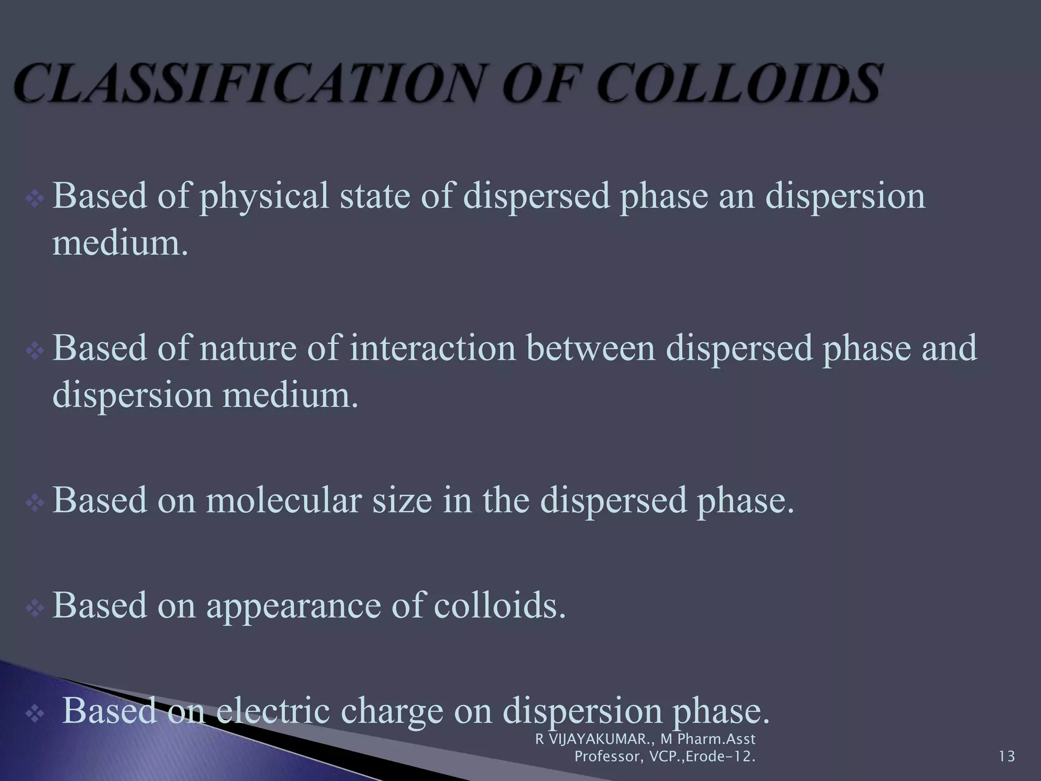 Unit I COLLOIDAL DISPERSION | PPTX