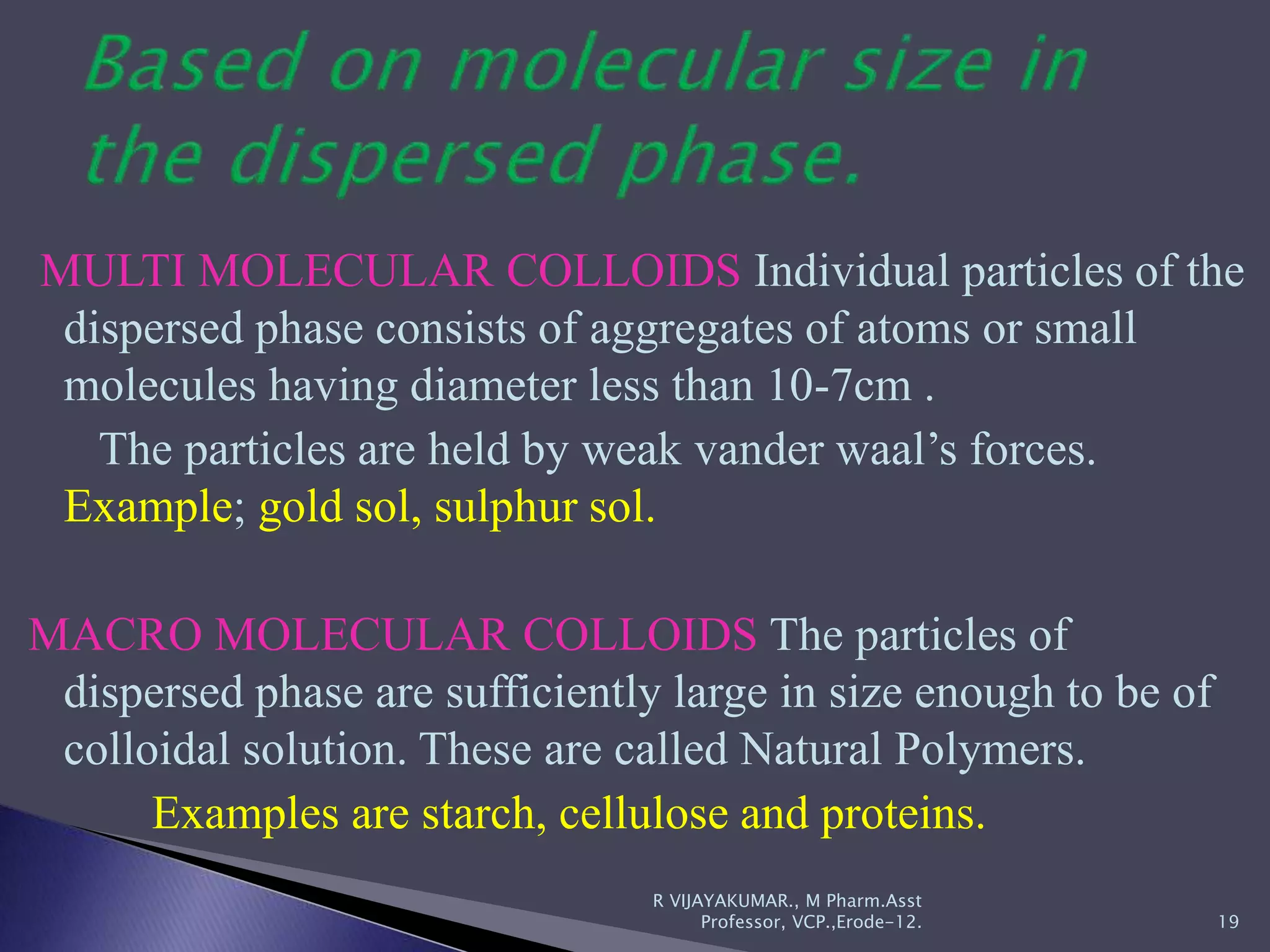 Unit I COLLOIDAL DISPERSION | PPTX