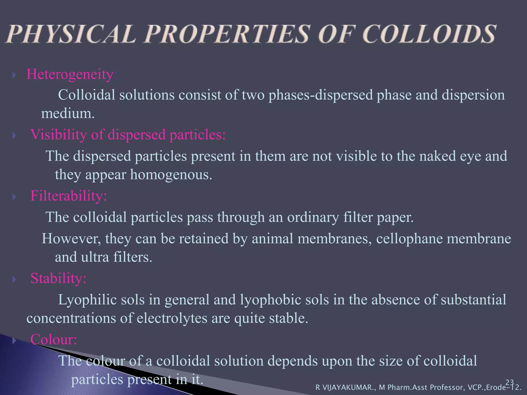 Unit I COLLOIDAL DISPERSION | PPTX