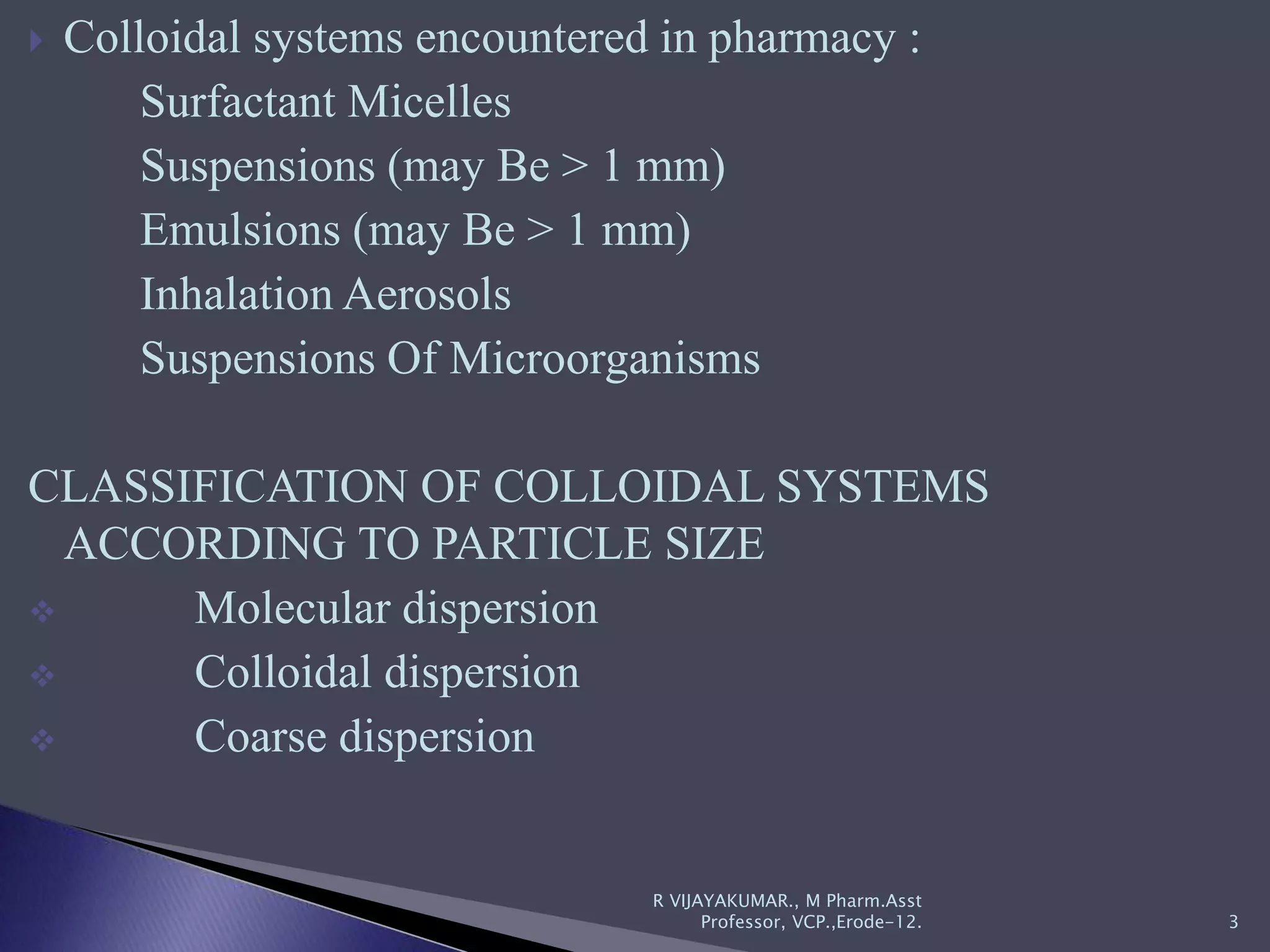 Unit I COLLOIDAL DISPERSION | PPTX