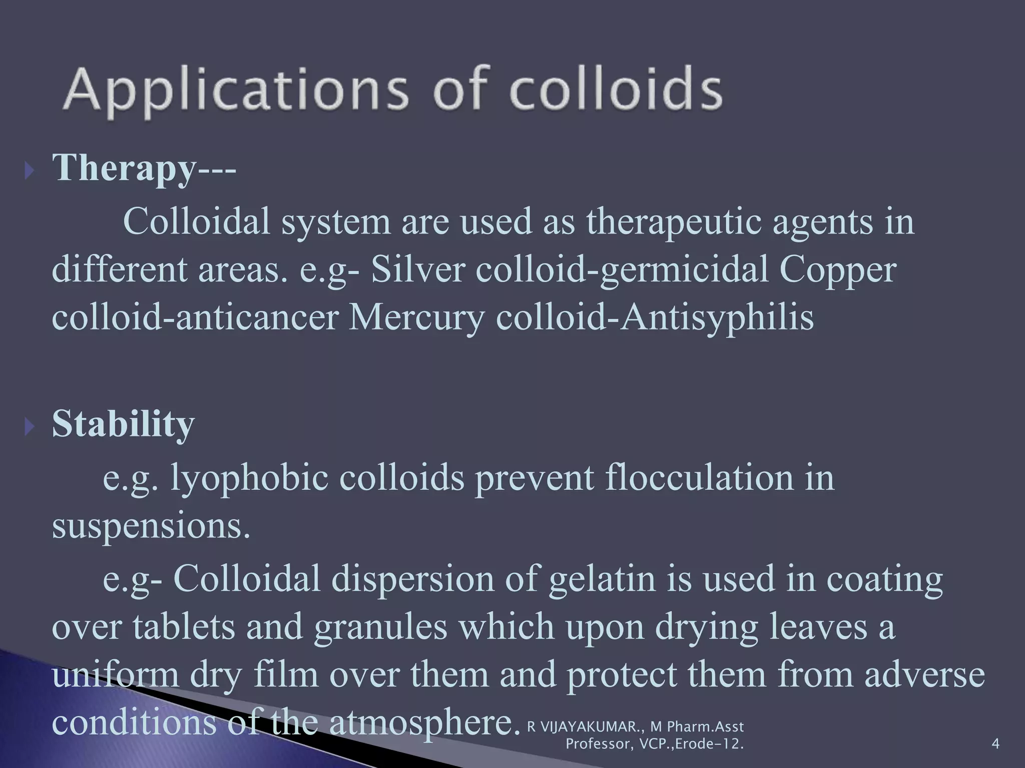 Unit I COLLOIDAL DISPERSION | PPTX
