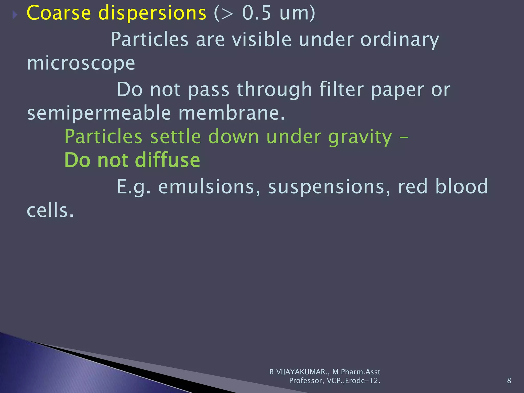 Unit I COLLOIDAL DISPERSION | PPTX