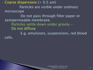 Unit I COLLOIDAL DISPERSION | PPTX