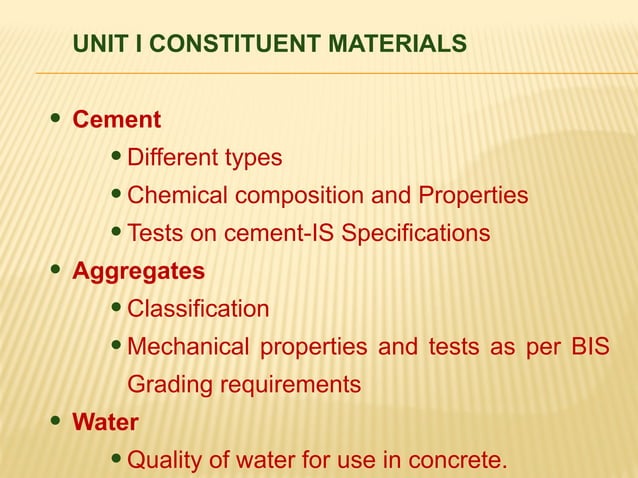 Constituent Materials.pptx concrete technology | PPTX | Chemistry | Science
