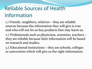 Lesson 1 Consumer Health Education | PPTX