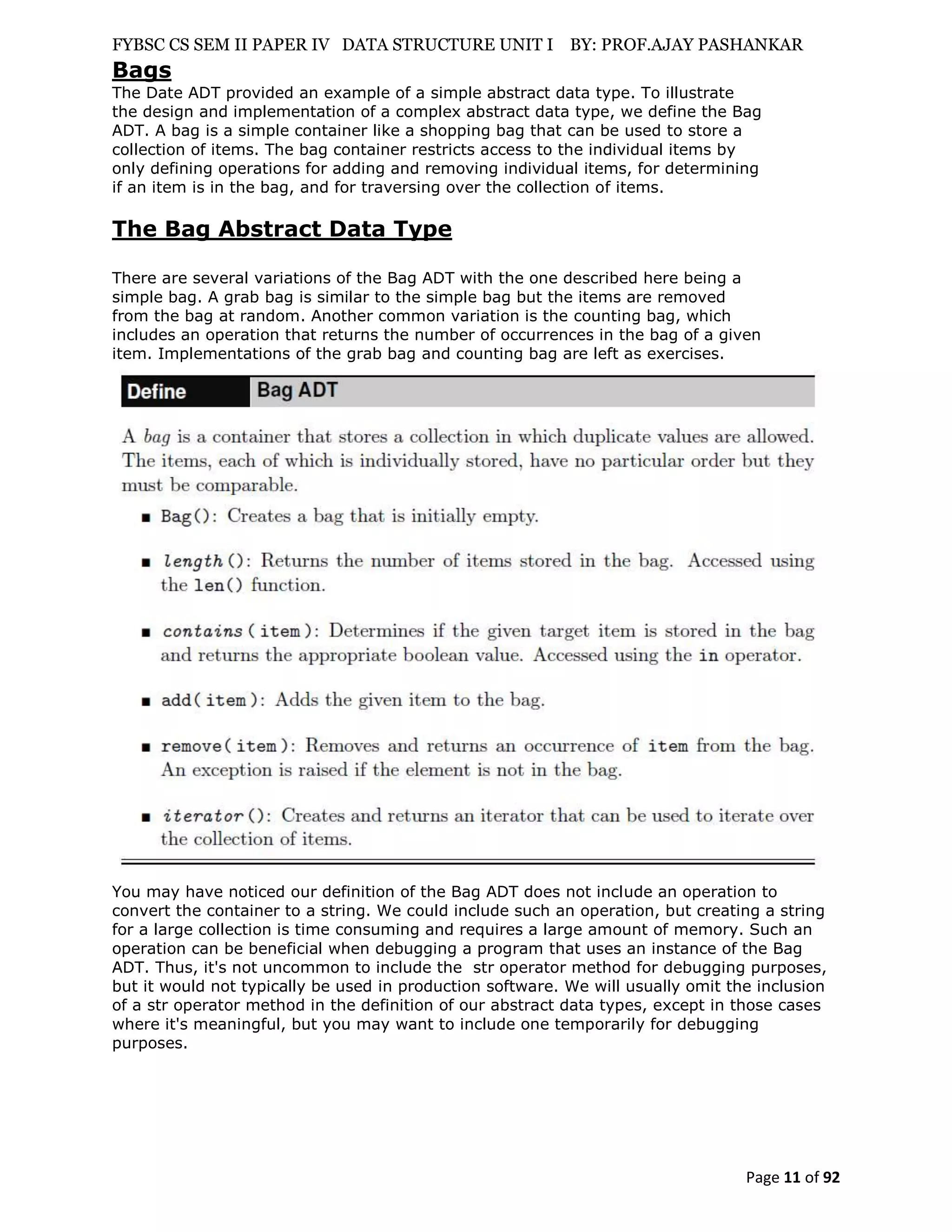 Unit i data structure FYCS MUMBAI UNIVERSITY SEM II | PDF | Programming Languages | Computing