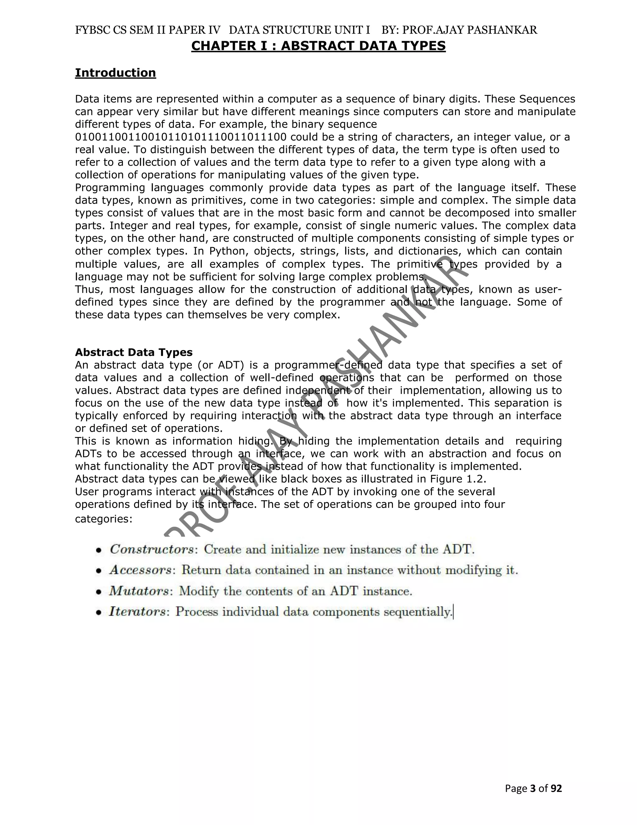 Unit i data structure FYCS MUMBAI UNIVERSITY SEM II | PDF | Programming Languages | Computing