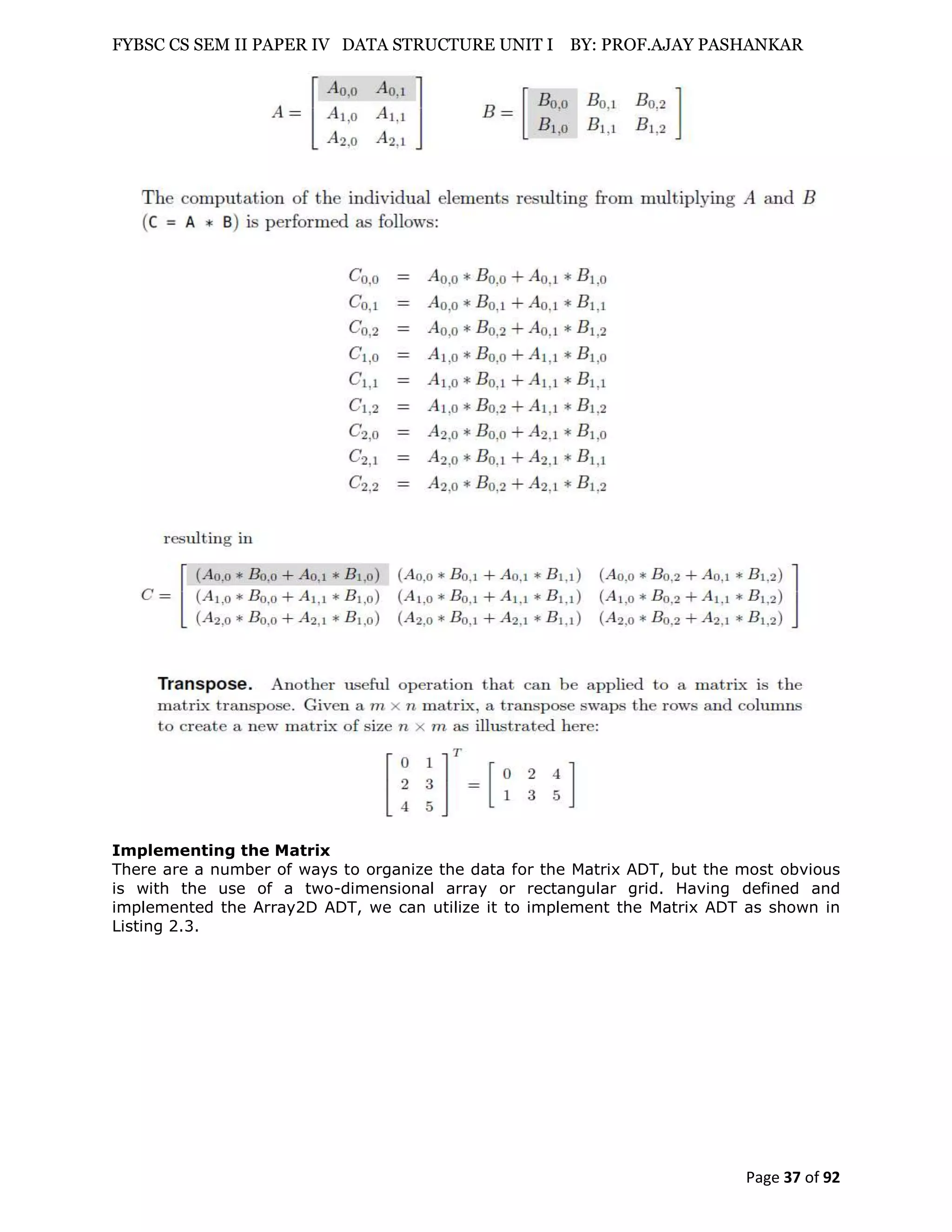 Unit i data structure FYCS MUMBAI UNIVERSITY SEM II | PDF | Programming Languages | Computing