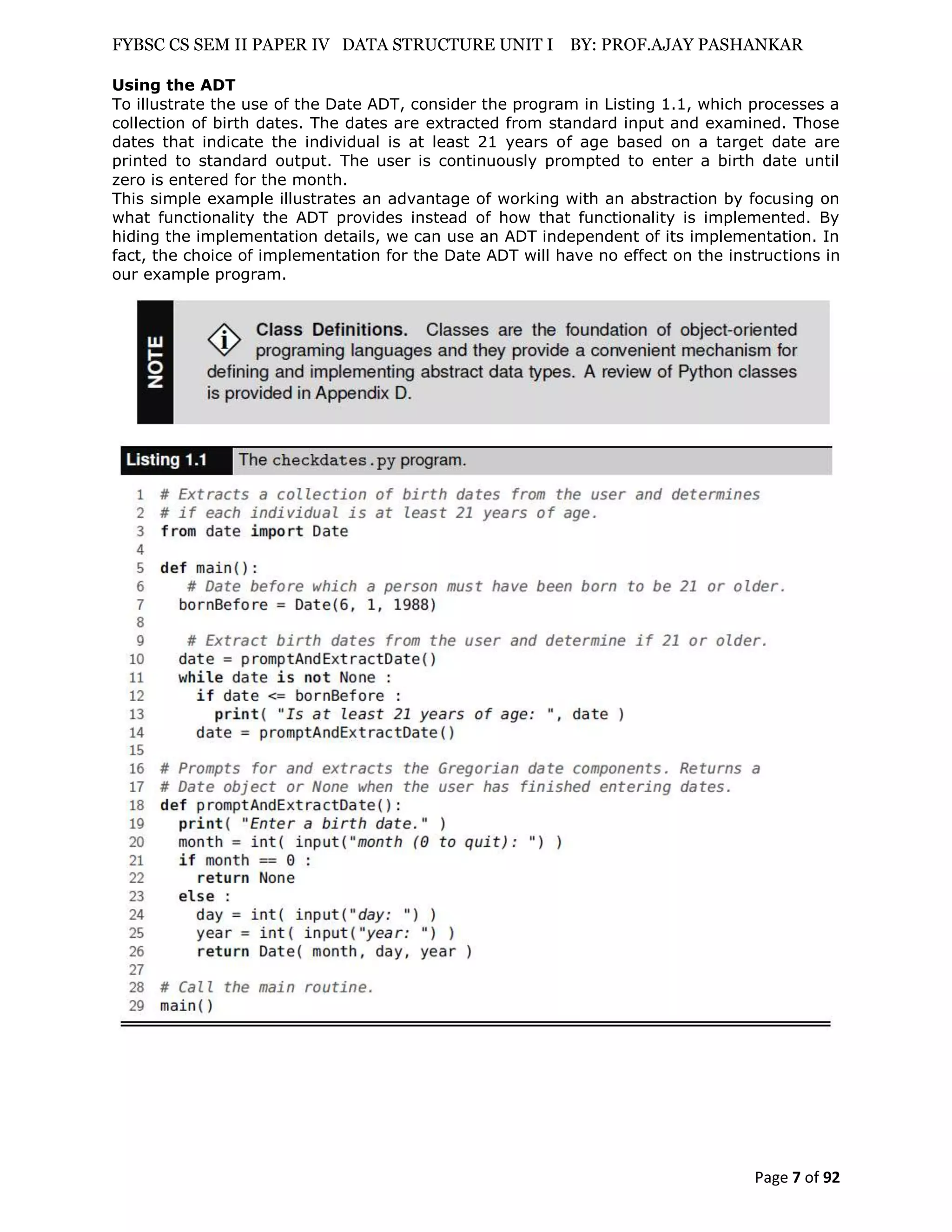 Unit i data structure FYCS MUMBAI UNIVERSITY SEM II | PDF