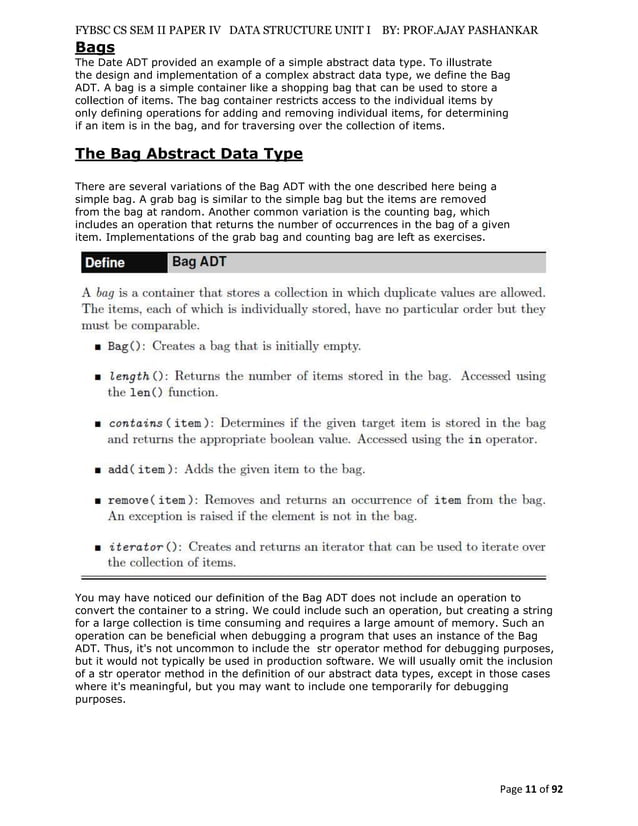 Unit i data structure FYCS MUMBAI UNIVERSITY SEM II | PDF | Programming Languages | Computing