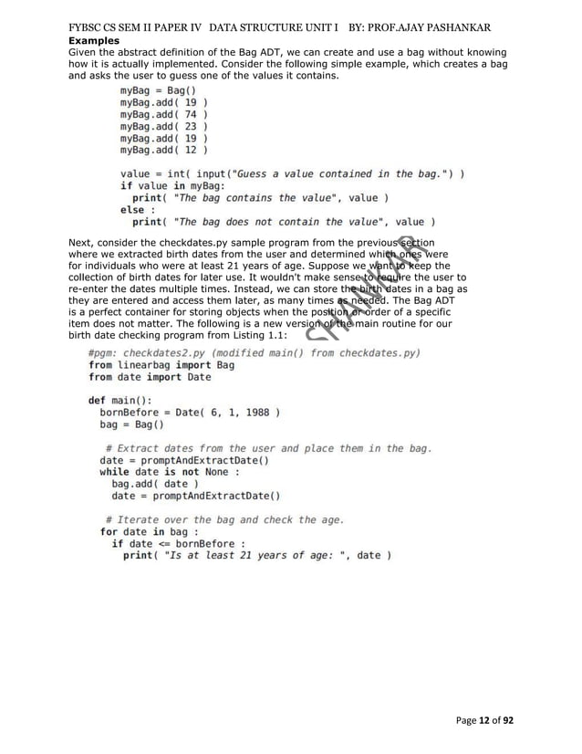 Unit i data structure FYCS MUMBAI UNIVERSITY SEM II | PDF | Programming Languages | Computing