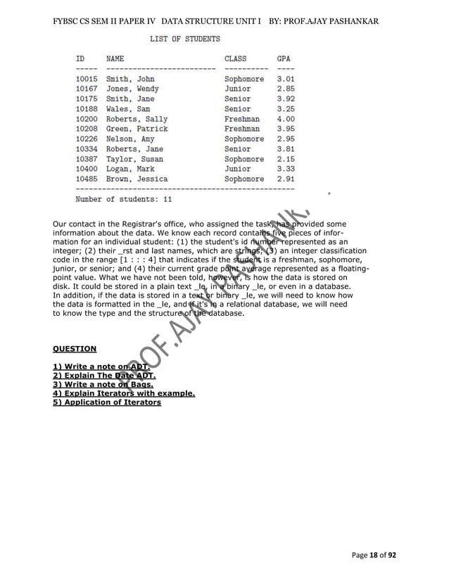 Unit i data structure FYCS MUMBAI UNIVERSITY SEM II | PDF | Programming Languages | Computing