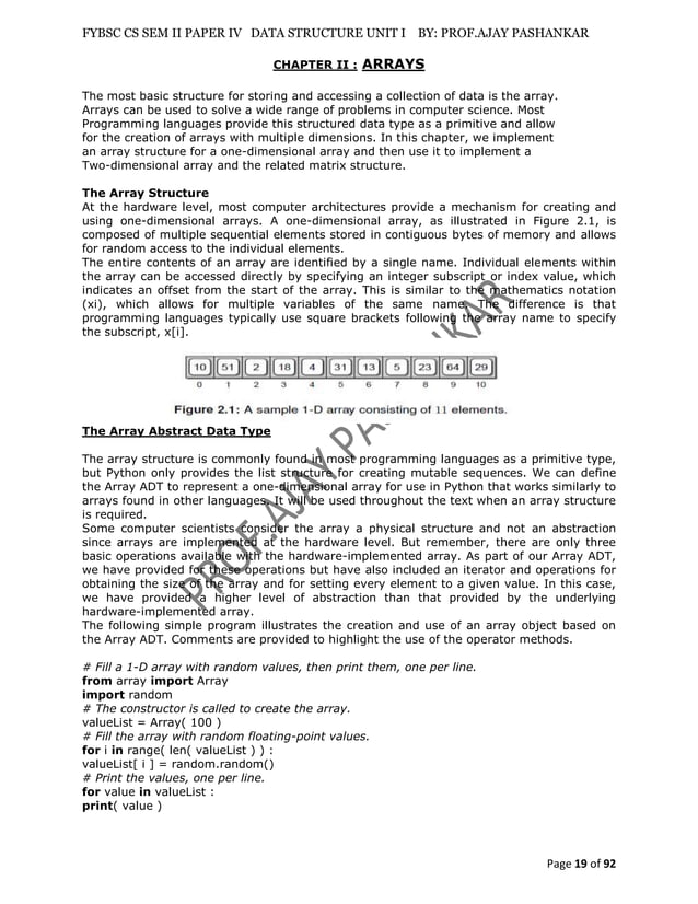 Unit i data structure FYCS MUMBAI UNIVERSITY SEM II | PDF | Programming Languages | Computing