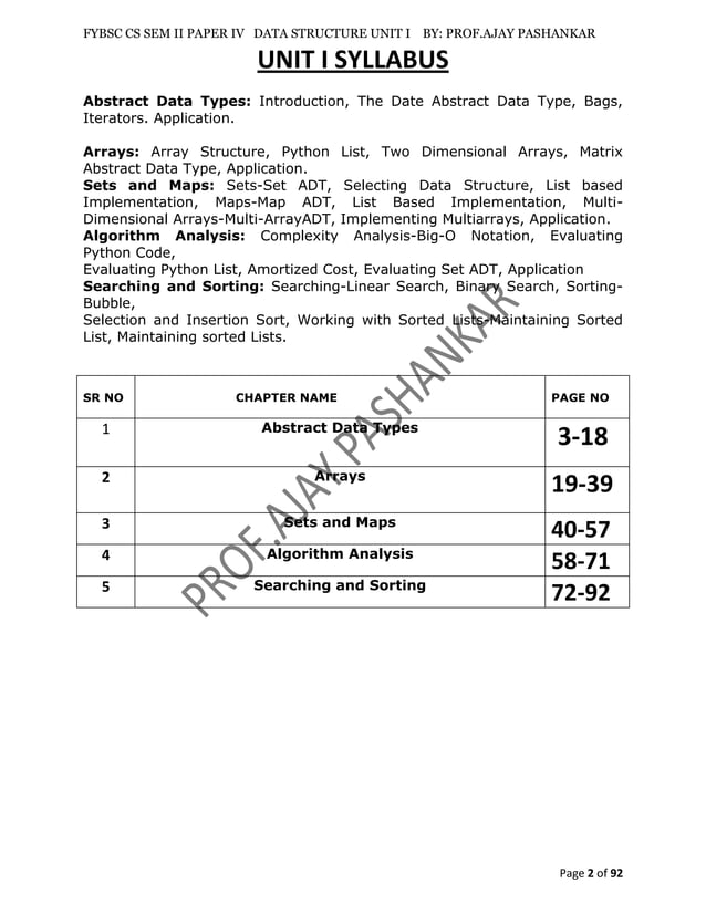 Unit i data structure FYCS MUMBAI UNIVERSITY SEM II | PDF | Programming Languages | Computing