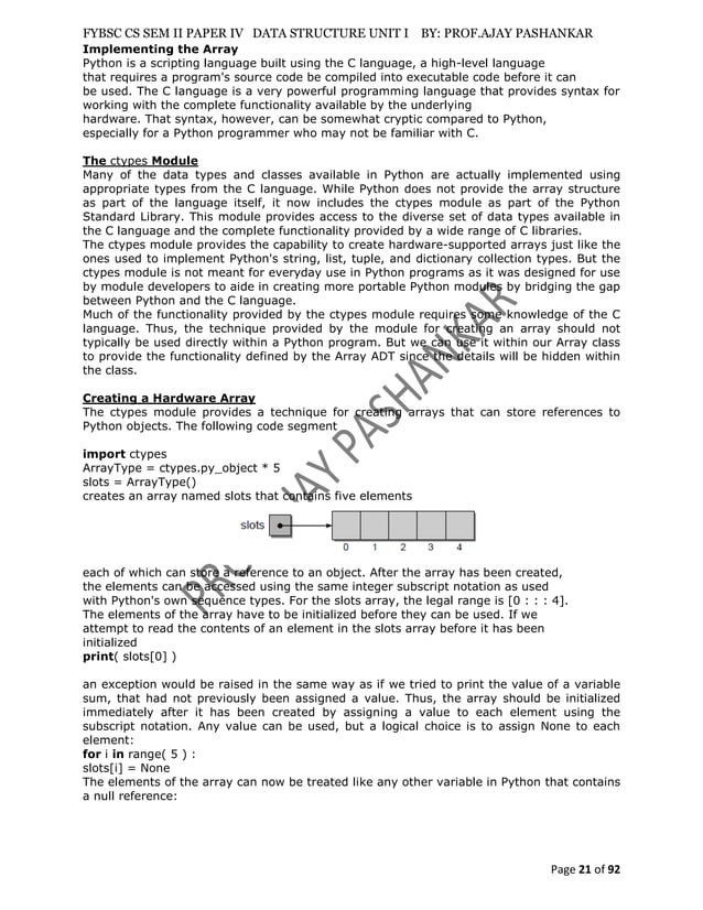 Unit i data structure FYCS MUMBAI UNIVERSITY SEM II | PDF | Programming Languages | Computing