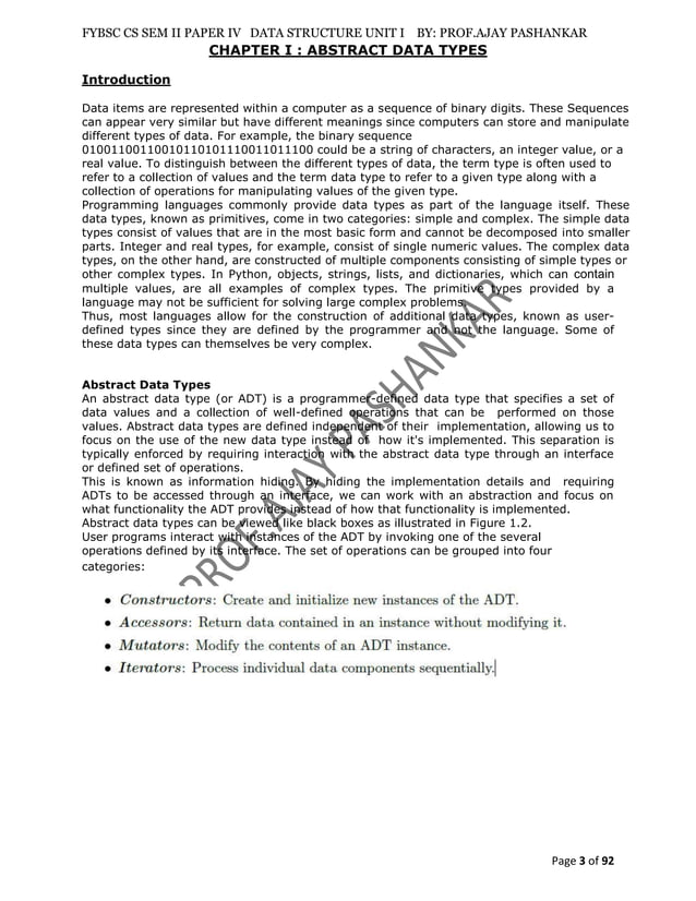 Unit i data structure FYCS MUMBAI UNIVERSITY SEM II | PDF | Programming Languages | Computing