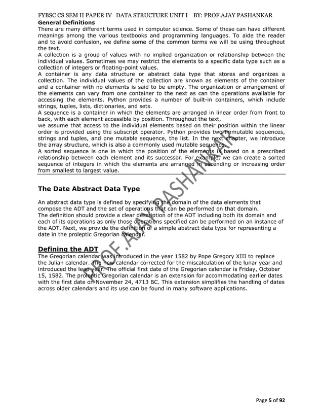 Unit i data structure FYCS MUMBAI UNIVERSITY SEM II | PDF | Programming Languages | Computing