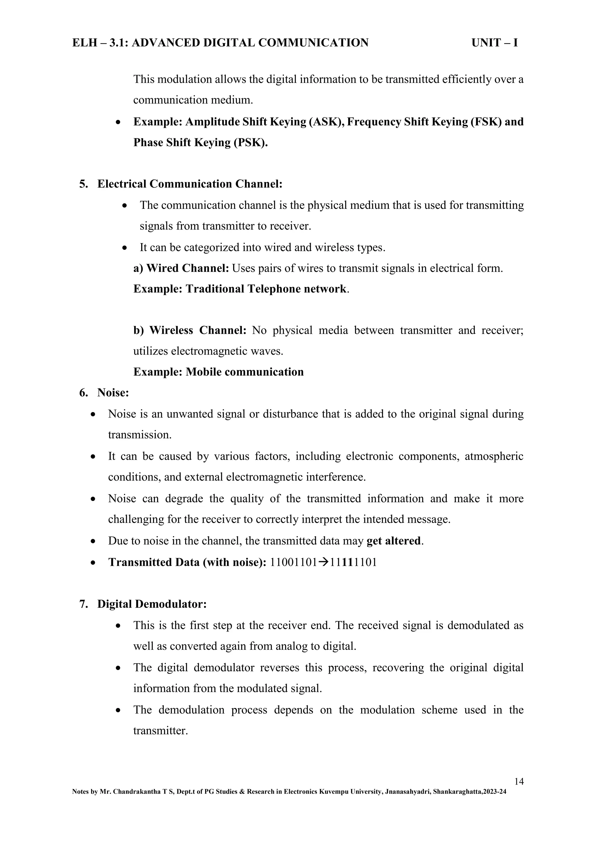 ELH – 3.1: ADVANCED DIGITAL COMMUNICATION UNIT – I Digital modulation techniques | PDF