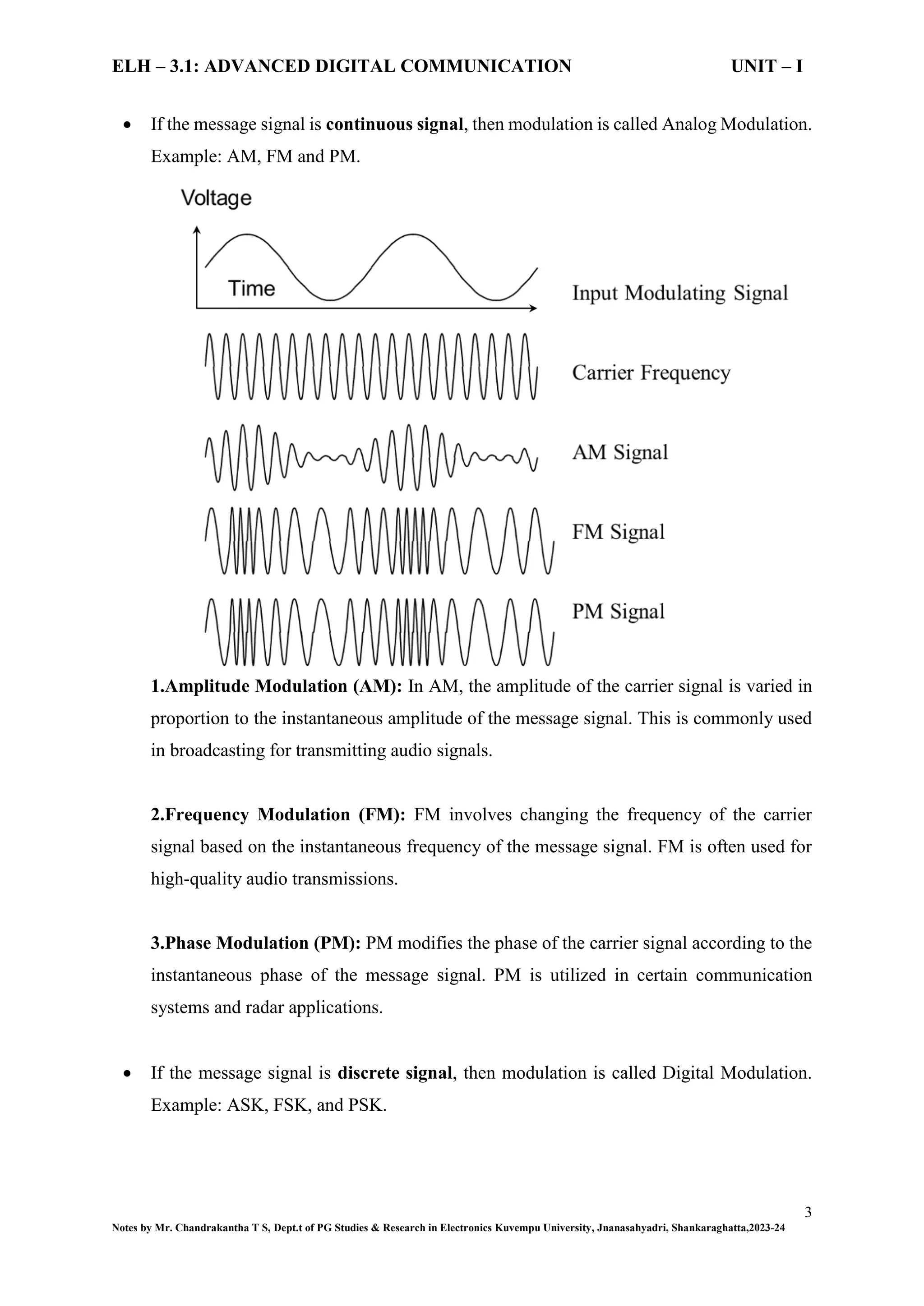 ELH – 3.1: ADVANCED DIGITAL COMMUNICATION UNIT – I Digital modulation techniques | PDF
