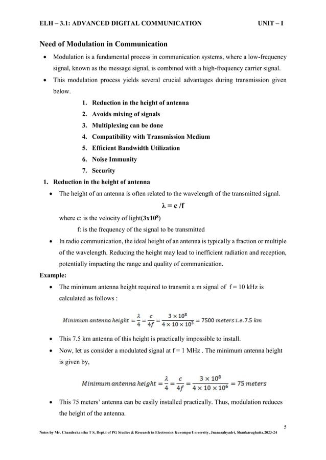 ELH – 3.1: ADVANCED DIGITAL COMMUNICATION UNIT – I Digital modulation techniques | PDF