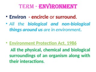 Unit I Ecosystem & Biodiversity Environmental Science and Sustainablity ...