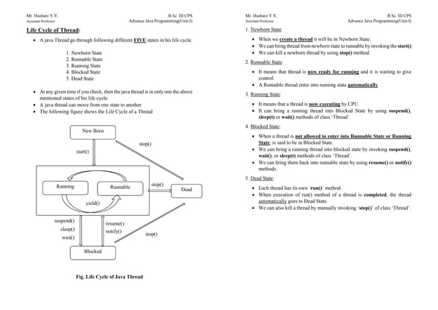 Bsc Iiivi Sem Advance Java Unit1 Exception Handling And Multithreading Ppt