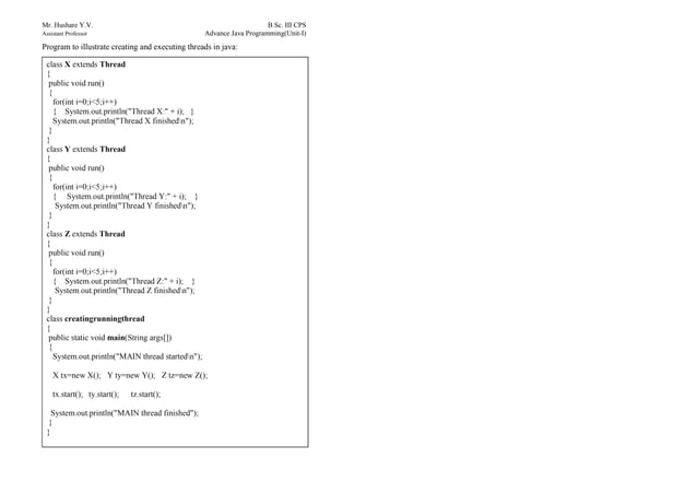 B.Sc. III(VI Sem) Advance Java Unit1: Exception Handling & Multithreading | PPT