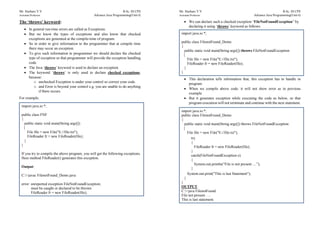 B.Sc. III(VI Sem) Advance Java Unit1: Exception Handling ...