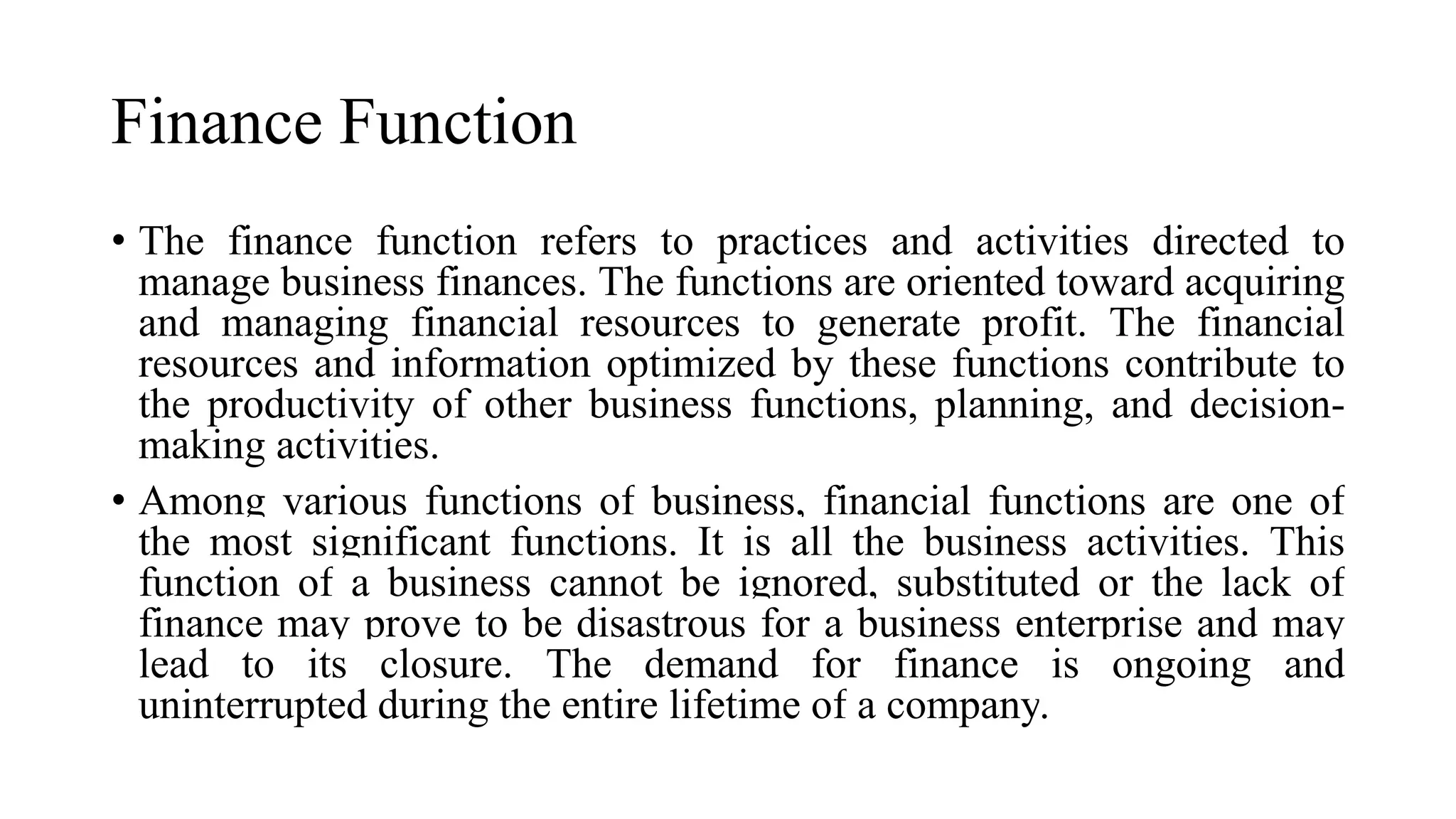 Basic Finance Functions for a company to make decision | PPT