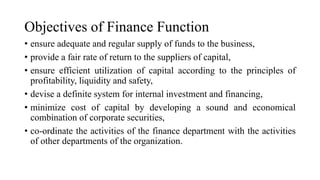 Basic Finance Functions for a company to make decision | PPT